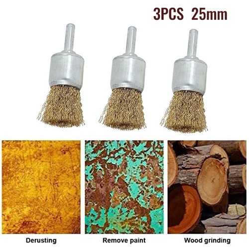 New Rotary Brass Wire Brush Crimp Cup Set Wheel For Drill Rust Removal ...