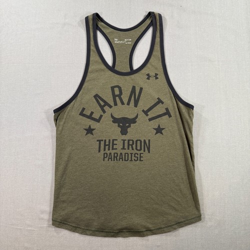 Under Armour Project Rock Tank Top Mens Small Green Iron Paradise ...