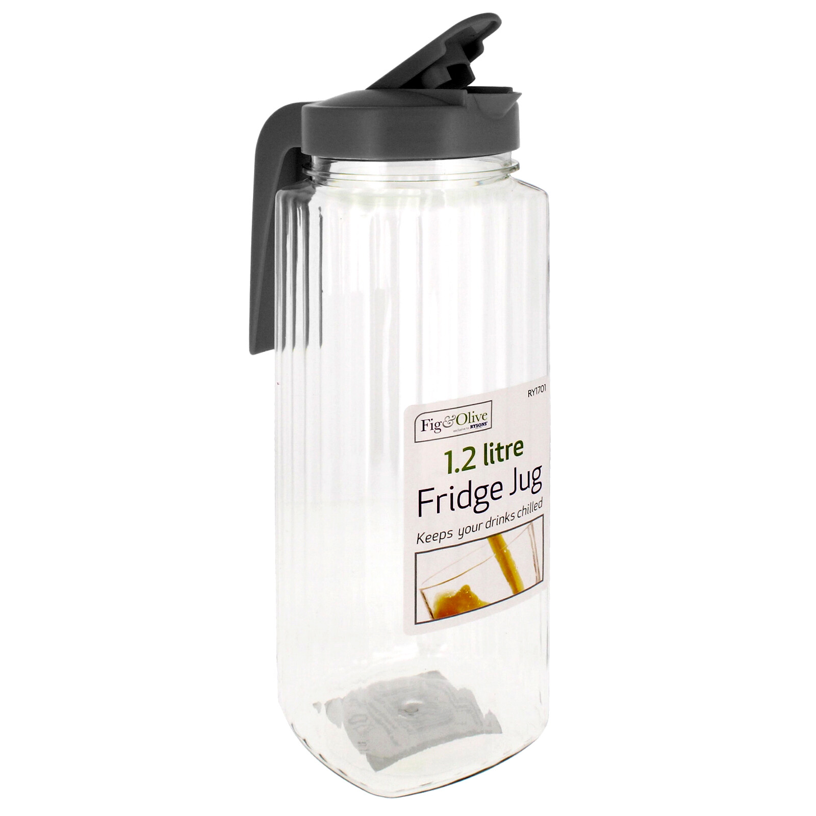 Plastic Pitcher Slim Jug Lid Square 1.2L Kitchen Fridge Door Water Non Drip