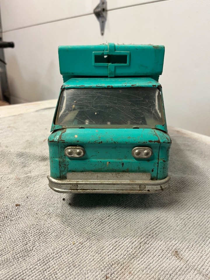 Structo Camper Truck aqua green blue vintage toy Whitewalls | eBay