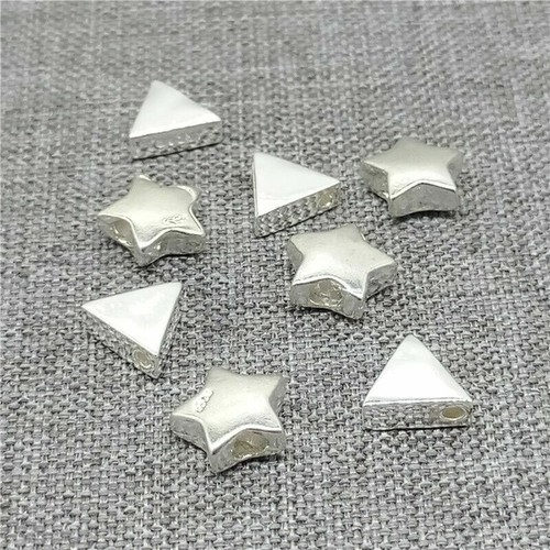 4pcs of 925 Sterling Silver Shiny Triangle Star Beads Bracelet Spacer ...