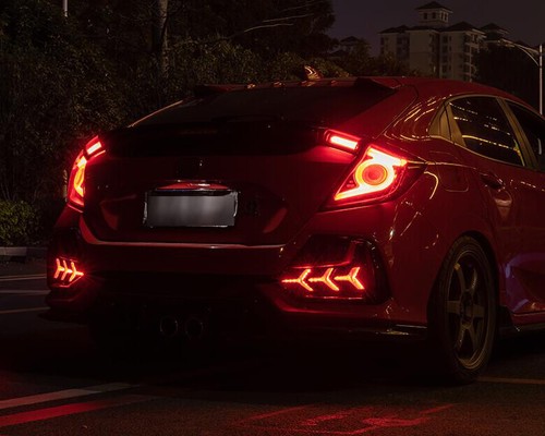 Red Strip Led Rear Fog Light Lamp Streamer For Honda Civic Hatchback ...