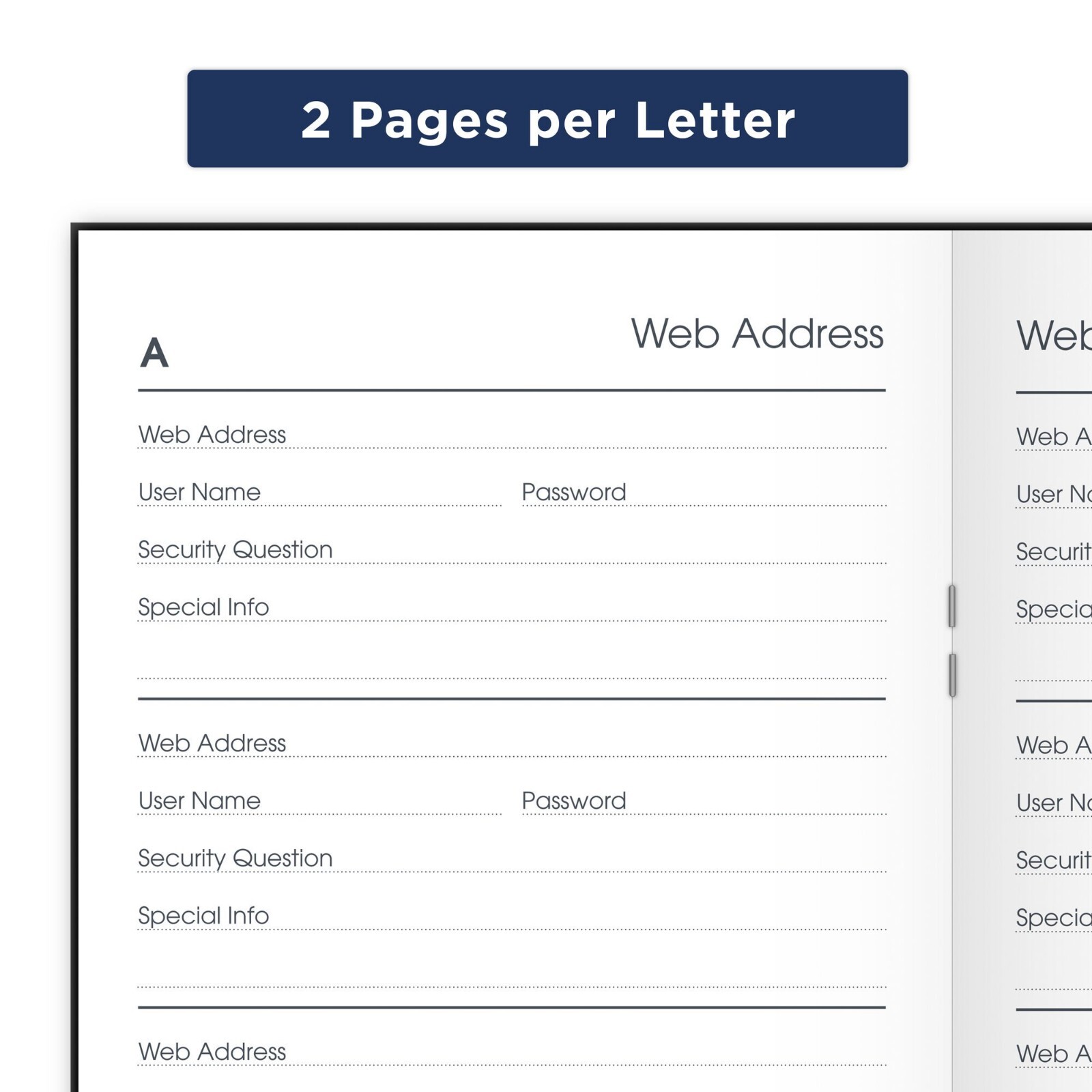 AT-A-GLANCE Website Address Book Password Keeper, 200 Entries, Black, 3 ...