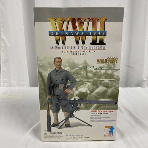 DRAGON 12” WWII USMC Gunner Eddie PARKER 75mm Recoilles Rifle OKINAWA ...