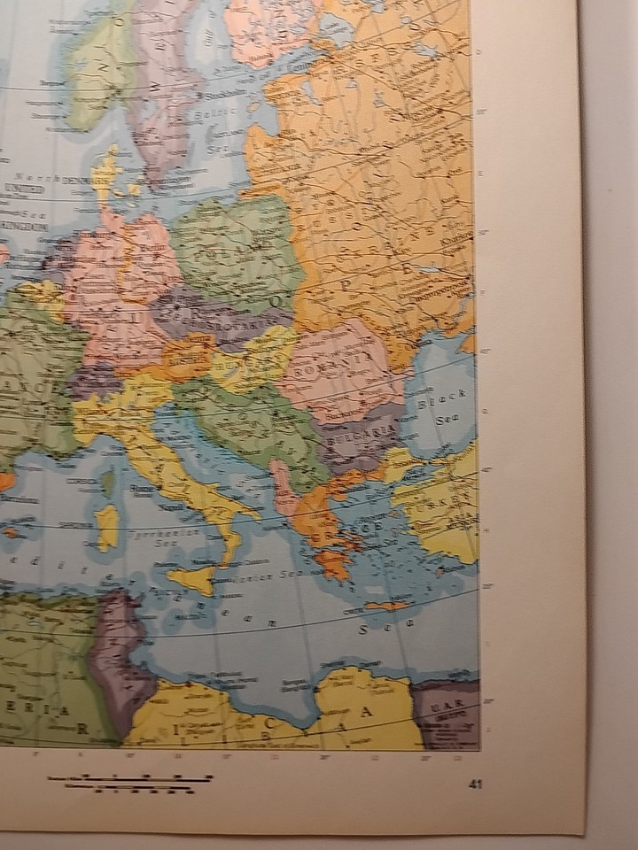 Vintage EUROPE Atlas Map from a 1967 Mid-Century Modern World Book ...