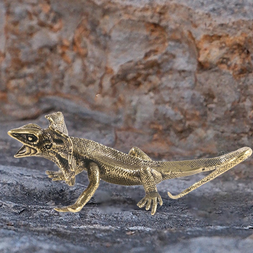 Lizard Sculpture Animal Figurine Creative Retro Collectible Brass ...