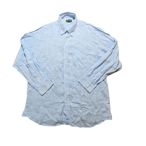 ORVIS Men's button up, collared shirt, 100% Linen; Light Blue, Men's XL | eBay