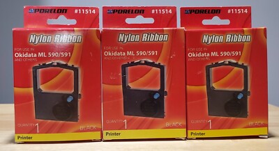 3 Pks Porelon #11514 Nylon Ribbon Okidata ML 320/321/390/390+/391+/590 ...