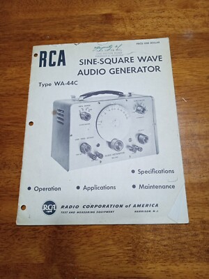 RCA WA-44C Sine / Square Audio Signal Generator Manual | eBay