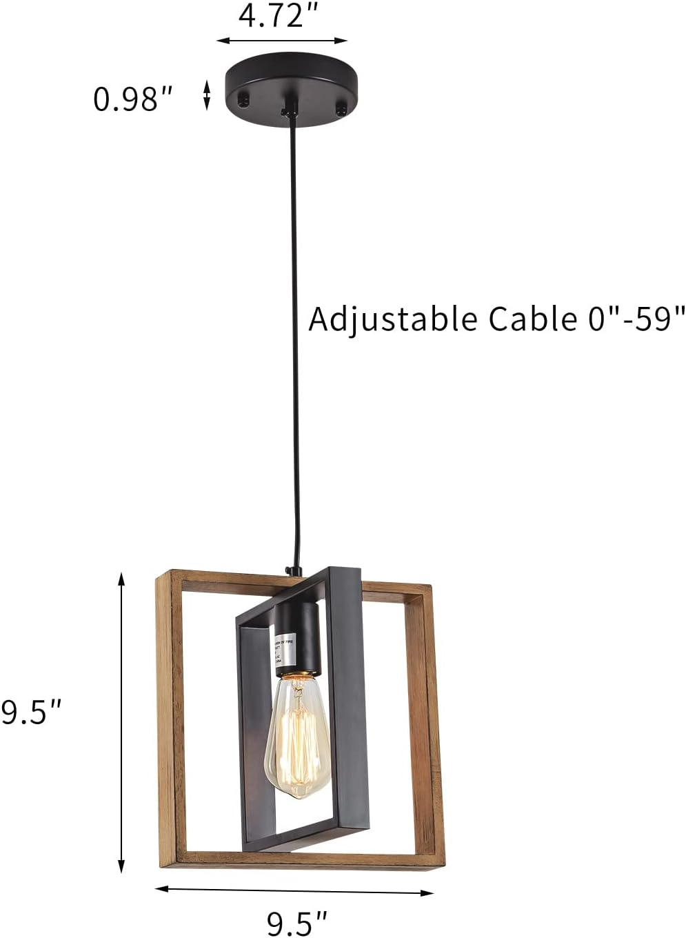 1 Light Kitchen Island Light Modern Black Dining Room Light Fixture ...