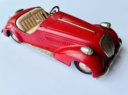 Vintage Distler Tin Rear Wind Up Red Car, Made In U.S. Zone Germany, D ...