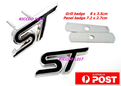 ST badges for Ford Fiesta grill + 1 rear badge alloy metal black ...