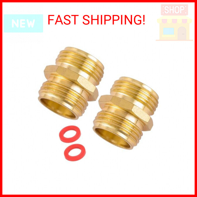 Garden Hose Connector, Male to Male Hose Adapter, 2 Pack 3/4 Inch Brass ...