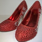 Jeru Size 8 Red Rhinestone High Heels Closed Toe Sparkle Dance Shoes ...