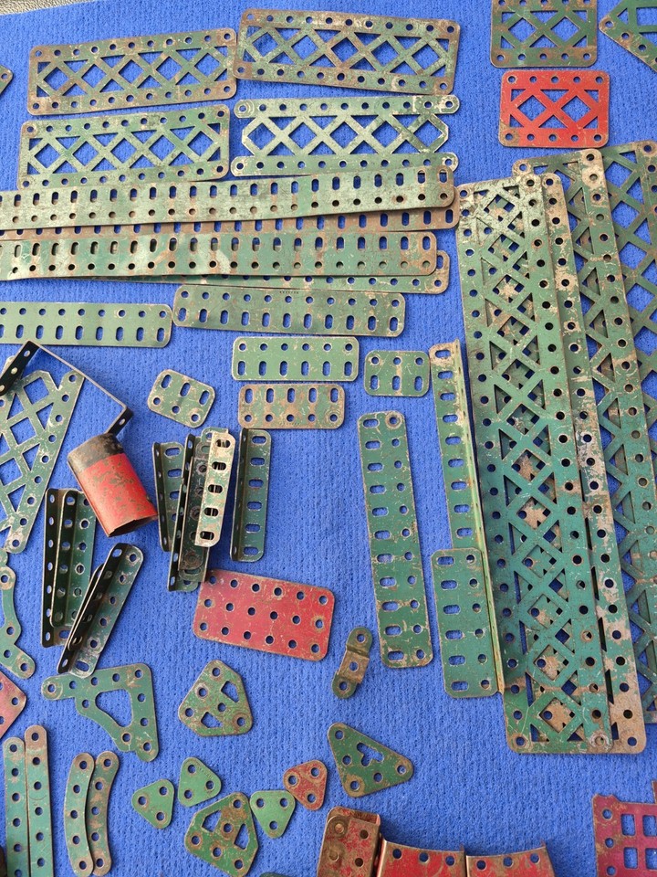 Meccano dark red green parts for model steam traction engine crane aero ...