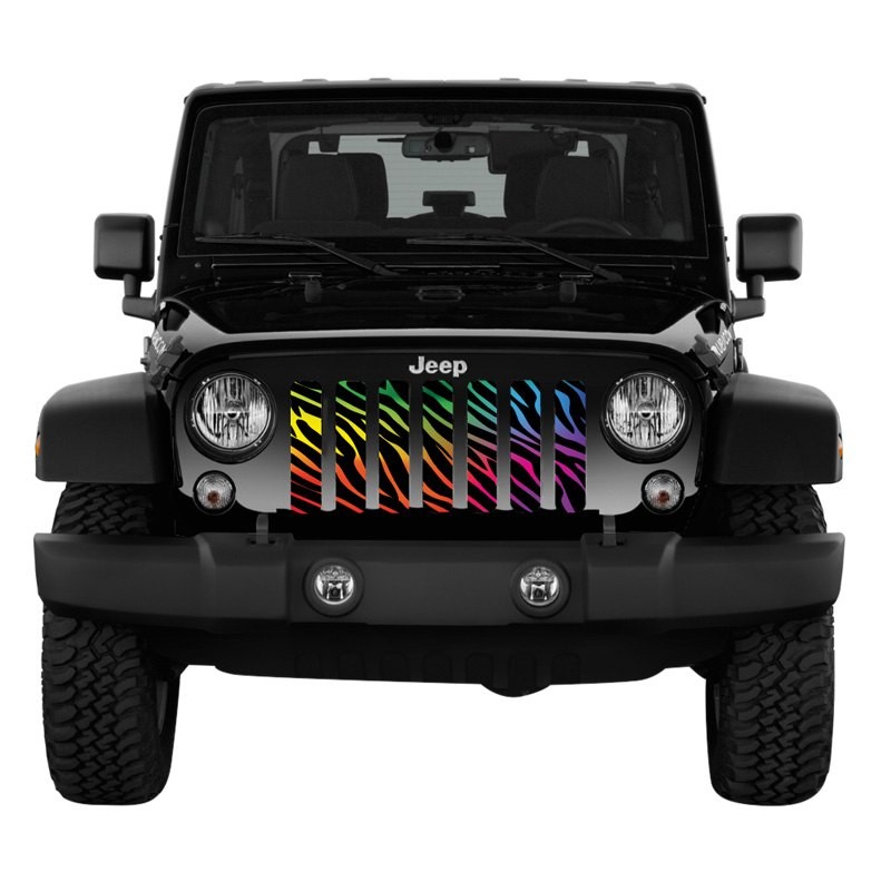 For Jeep Wrangler JK 18 1-Pc Platinum Rainbow Zebra Style Perforated ...