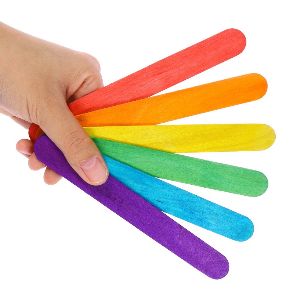 200PCS Natural Jumbo Colored Wood Craft Sticks Wood Colored Craft ...