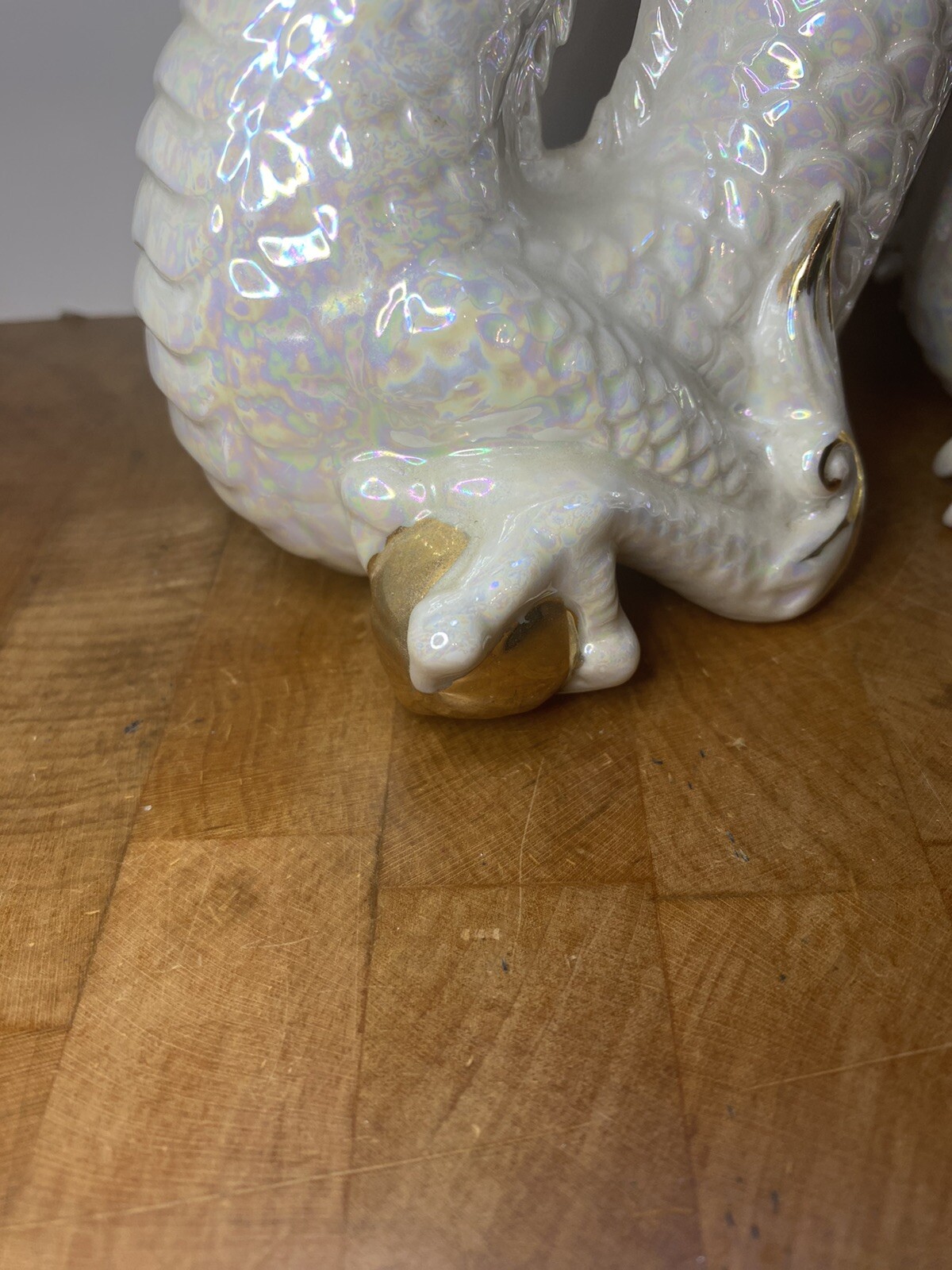 Signed Yoshimi K Porcelain Double Horned Foo Dragon Figurine Made in ...