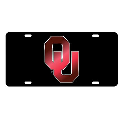 OU UNIVERSITY OF OKLAHOMA Sooners Black Red Mirrored License Plate ...