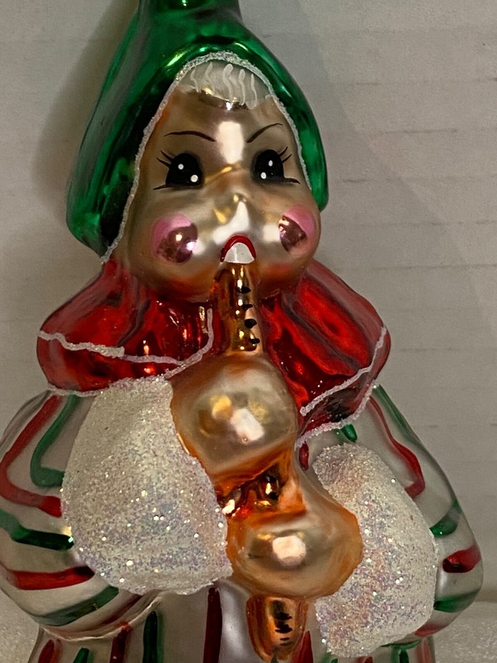 Christopher Radko Vintage Jester Clown Playing Flute Blown Glass ...