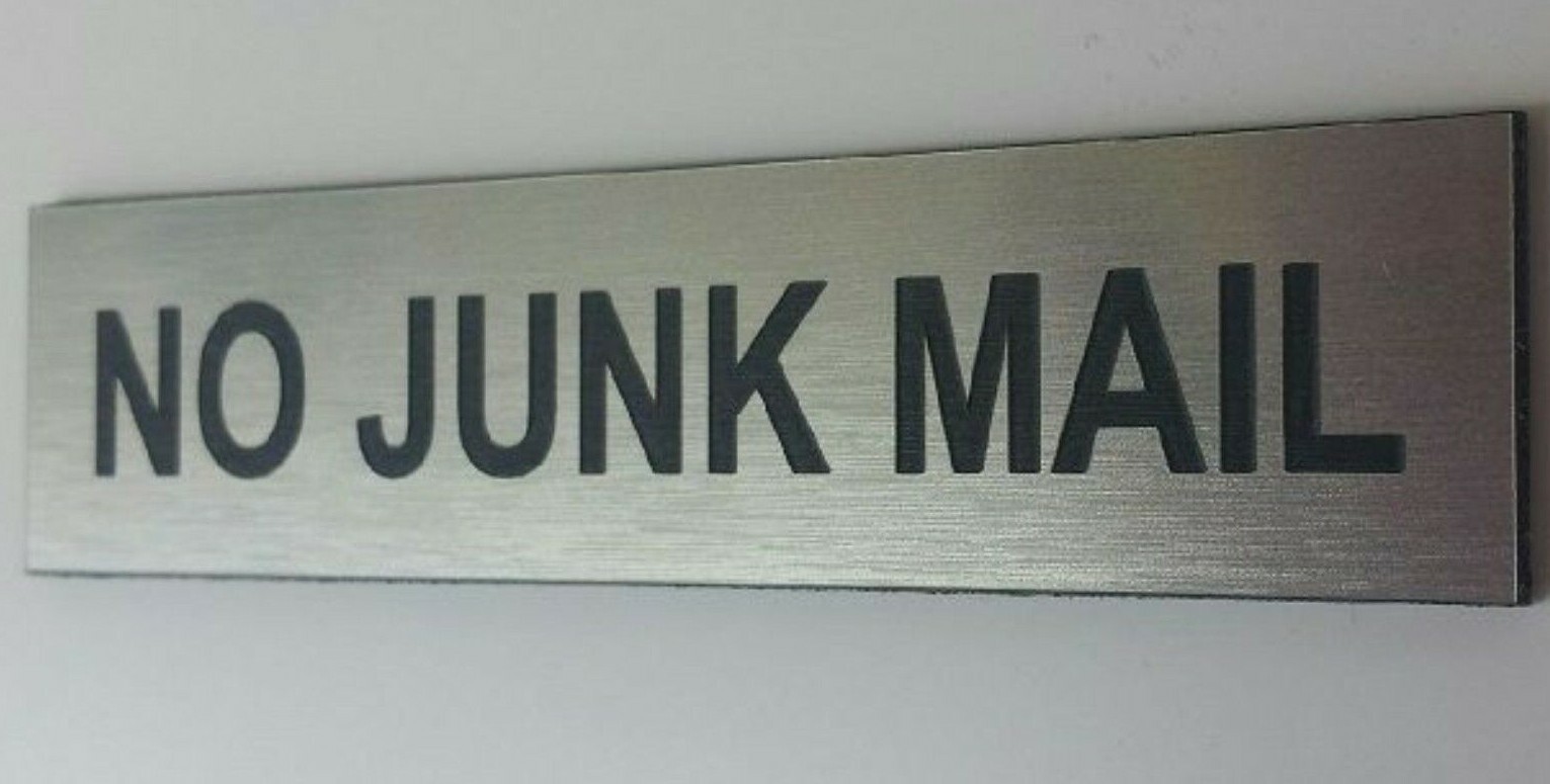 Engraved Plaque Sign No Junk Mail,Leaflets,Menus etc.Size 100X30mm Many ...