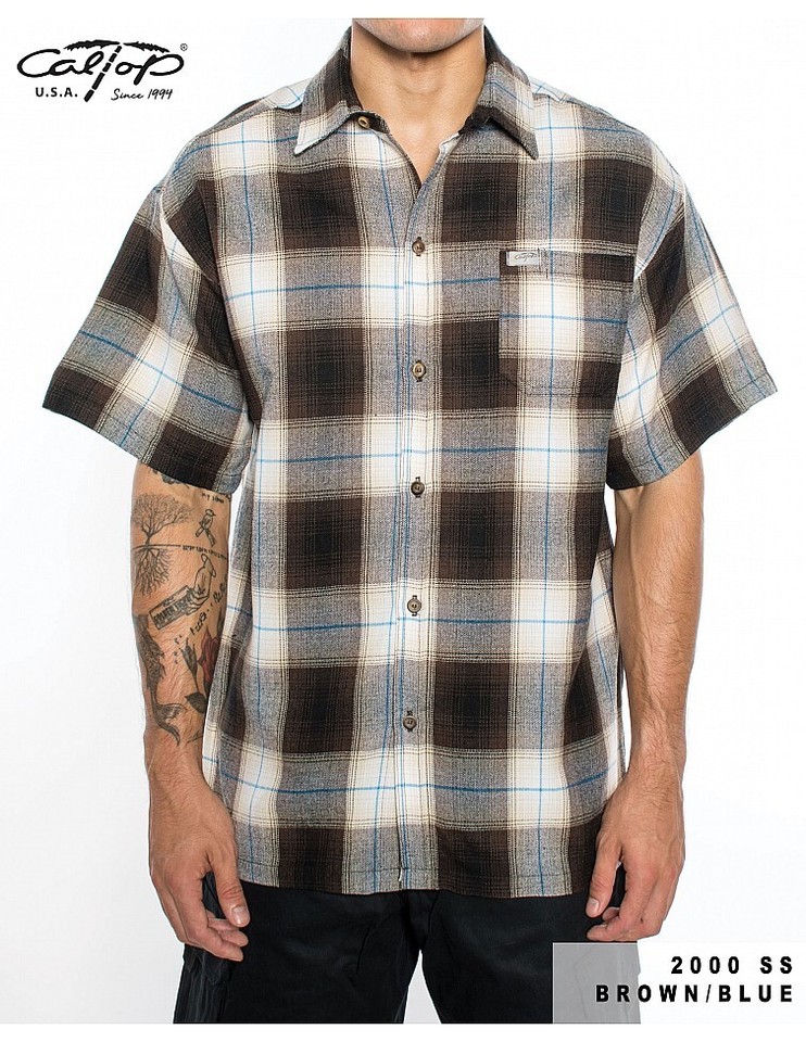 CALTOP OLD SCHOOL FLANNEL VETERANO SHORTSLEEVE SHIRT PLAID SM-5X ...