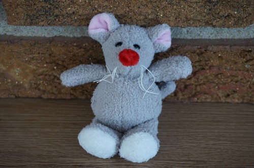 Plush GRAY Mouse Red Nose Small Stuffed Animal Mini Doll 5" Toy Soft ...