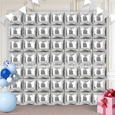 50Pcs Silver Party Decorations Silver Square Balloon Wall Balloon ...