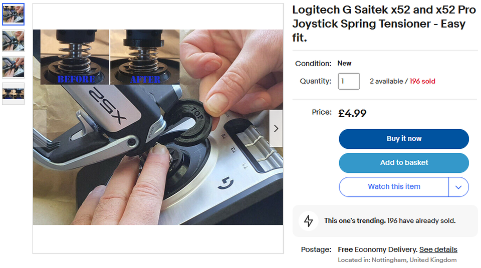 Logitech G Saitek x52 and x52 Pro Joystick Spring Tensioner - Easy fit ...