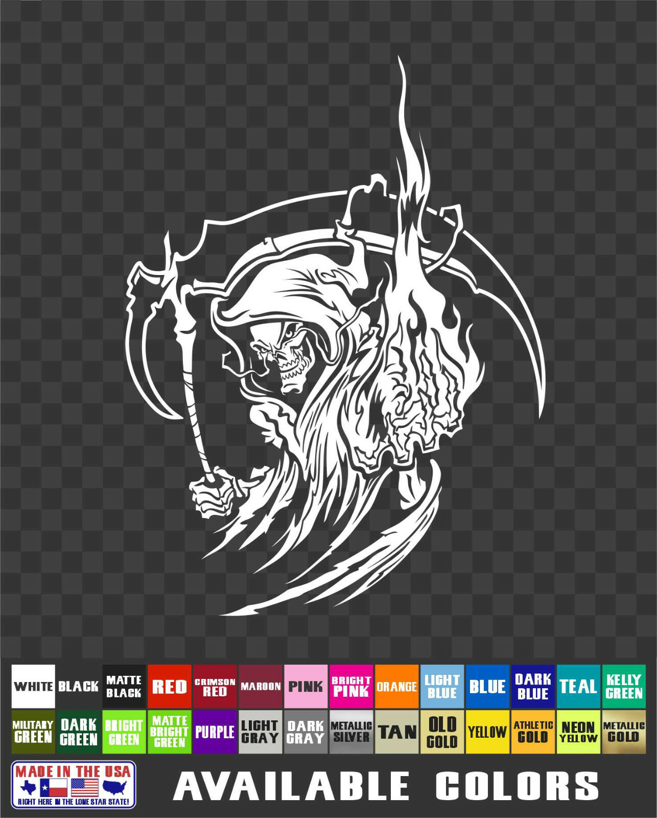 Grim Reaper Sticker Flame Evil Scythe DEATH Vinyl Decal Skeleton | eBay