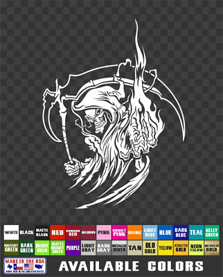 Grim Reaper Sticker Flame Evil Scythe DEATH Vinyl Decal Skeleton | eBay