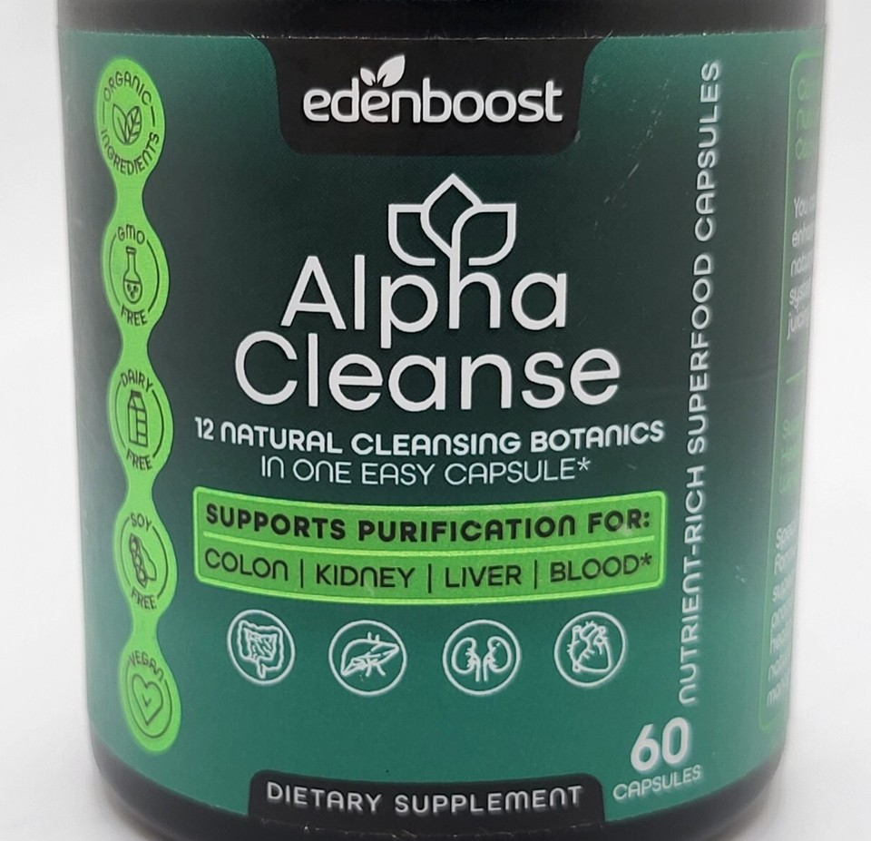EdenBoost Alpha Cleanse 60 Caps - AlphaCleanse Liver Colon Kidney ...