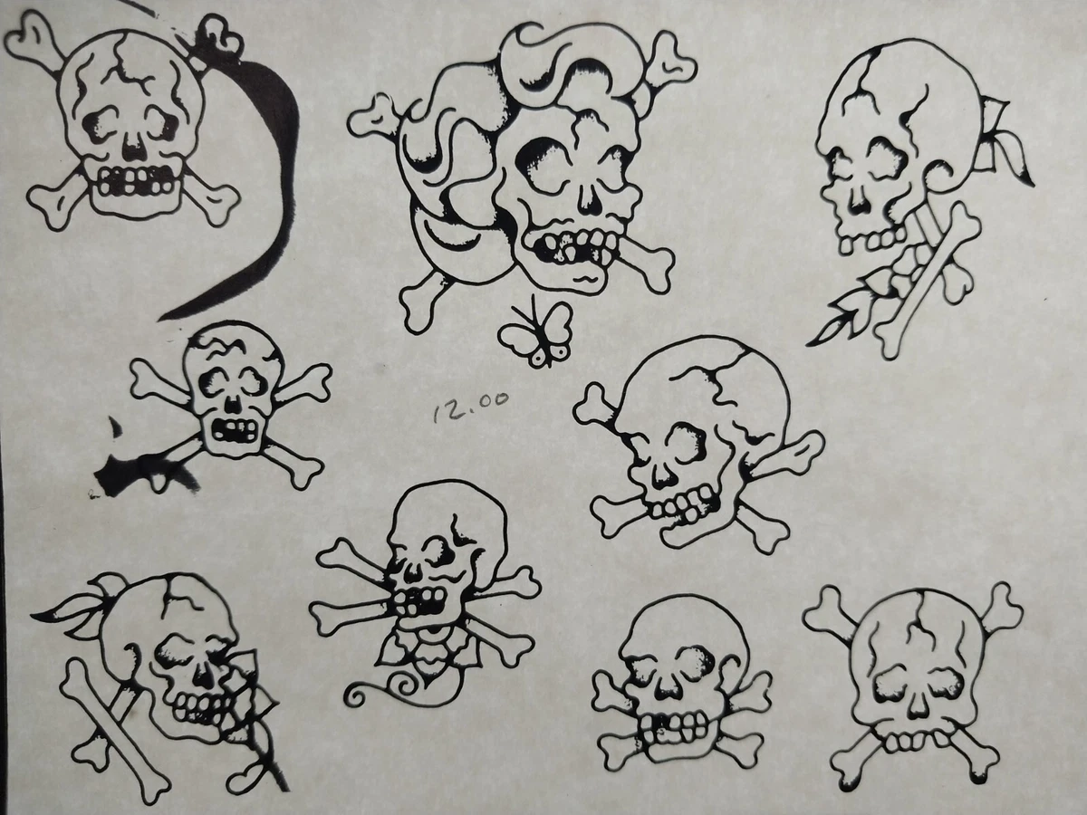Traditional Skull Tattoo Flash
