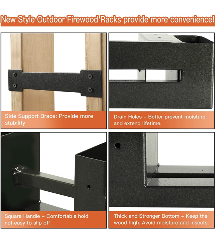 Outdoor Firewood Racks 2 Pack Log Storage Rack Bracket Kit Rust Free ...