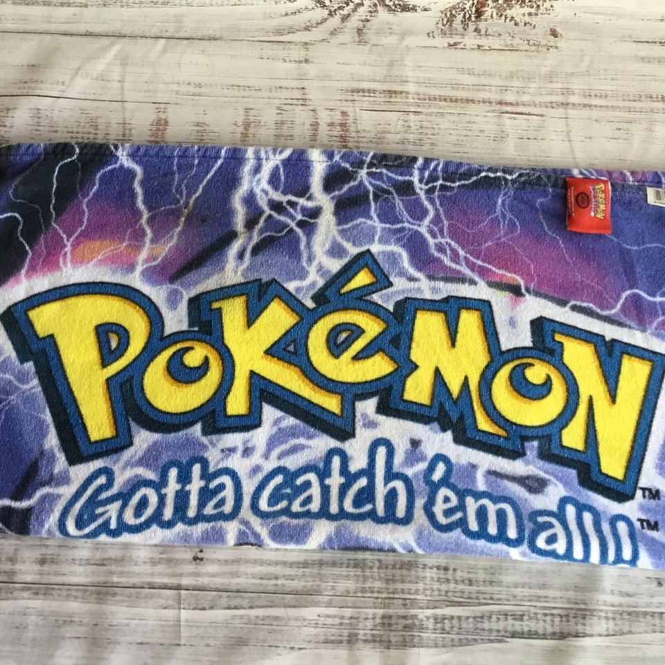 Vintage 2000 Pokemon Gotta Catch Em All Pikachu Mewtwo Beach Towel 55"L ...