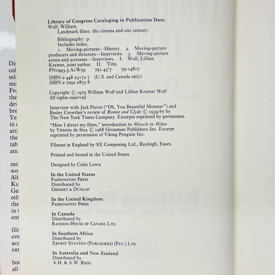 Landmark Films by William Wolf (Hardcover Book) Academic, Media Studies ...