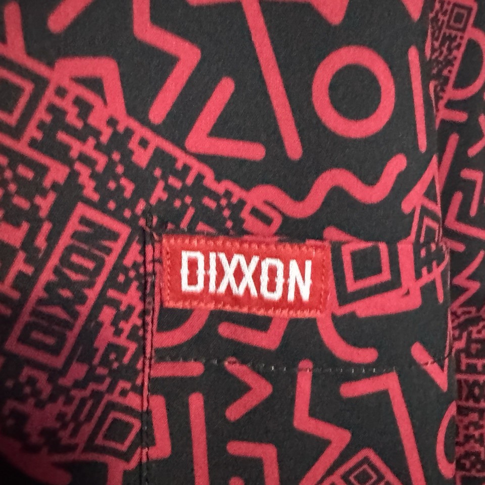 Dixxon Shirt Mens Large Red Party Performance WTF Dude QR Code All Over ...