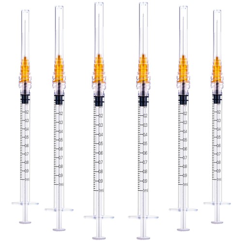 100 Pack 1cc Syringe, Disposable 25G Luer Lock Syringes for Liquid ...
