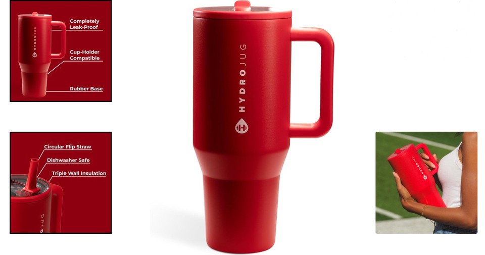 HydroJug Traveler - 40 oz Water Bottle with Handle & Flip Straw Alumni ...