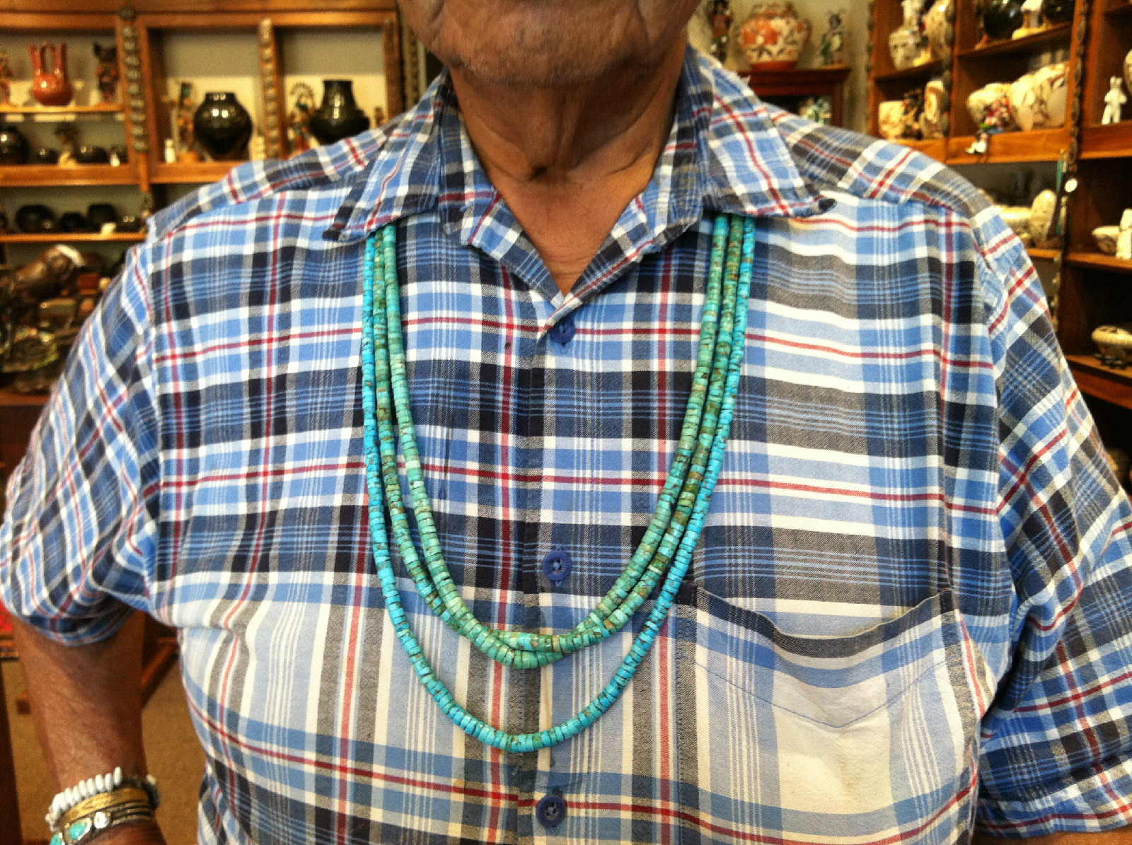 SANTO DOMINGO RARE NATURAL MANASSA TURQUOISE HEISHI NECKLACE RAY LOVATO ...