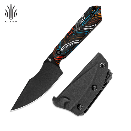 Kizer Mini Harpoon Drop Point Pocket Fixed Knife 3V Blade G10 Handle ...