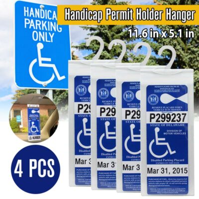 4 Pack Handicap Parking Permit Holder Placard Protector Hanger Sleeve ...