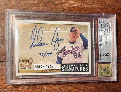 1999 UD Century Legends Nolan Ryan Epic Signatures Century Auto #73/100 ...