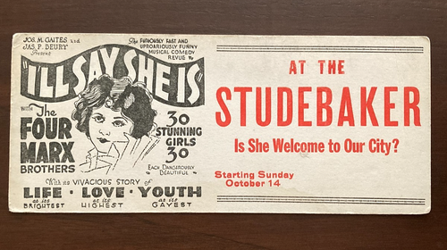 1923 Marx Brothers Adv Ink Blotter - I'll Say She Is Theater Production ...