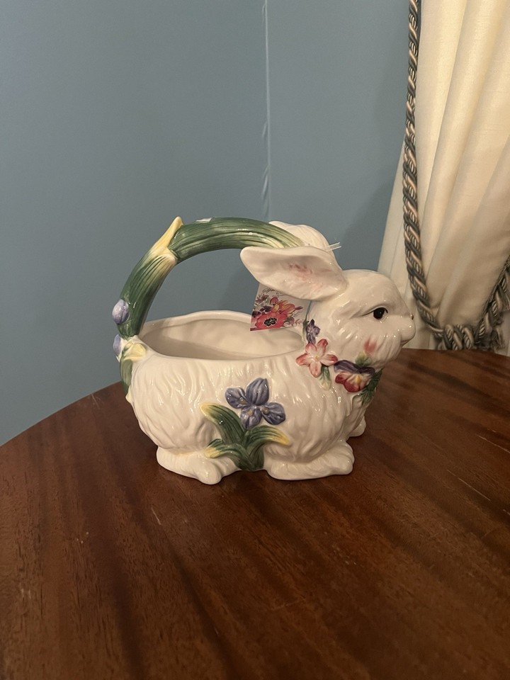 Spring Collection By Corner Ruby Ceramic Bunny Decorative Basket | eBay