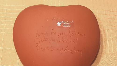 LONG FAMILY POTTERY Redware Heart-shaped Bowl | eBay