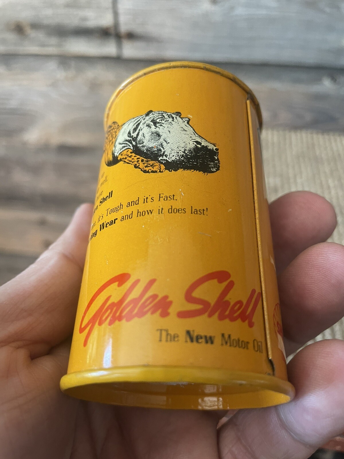 Vintage Shell Oil Can Golden Shell Motor Oil Bank | eBay