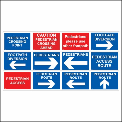 Pedestrians Diversion Signs Left Right Arrows Route Way Highways Work ...
