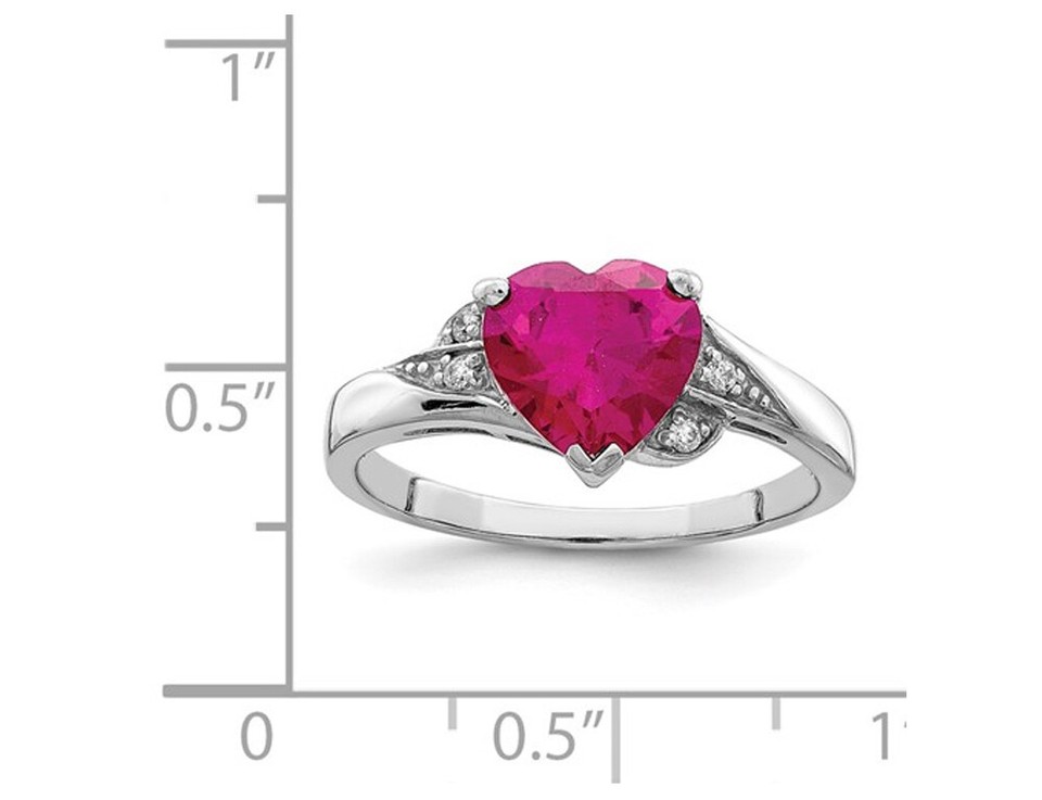Synthetic Lab-Created Ruby Heart Promise Ring in Sterling Silver | eBay