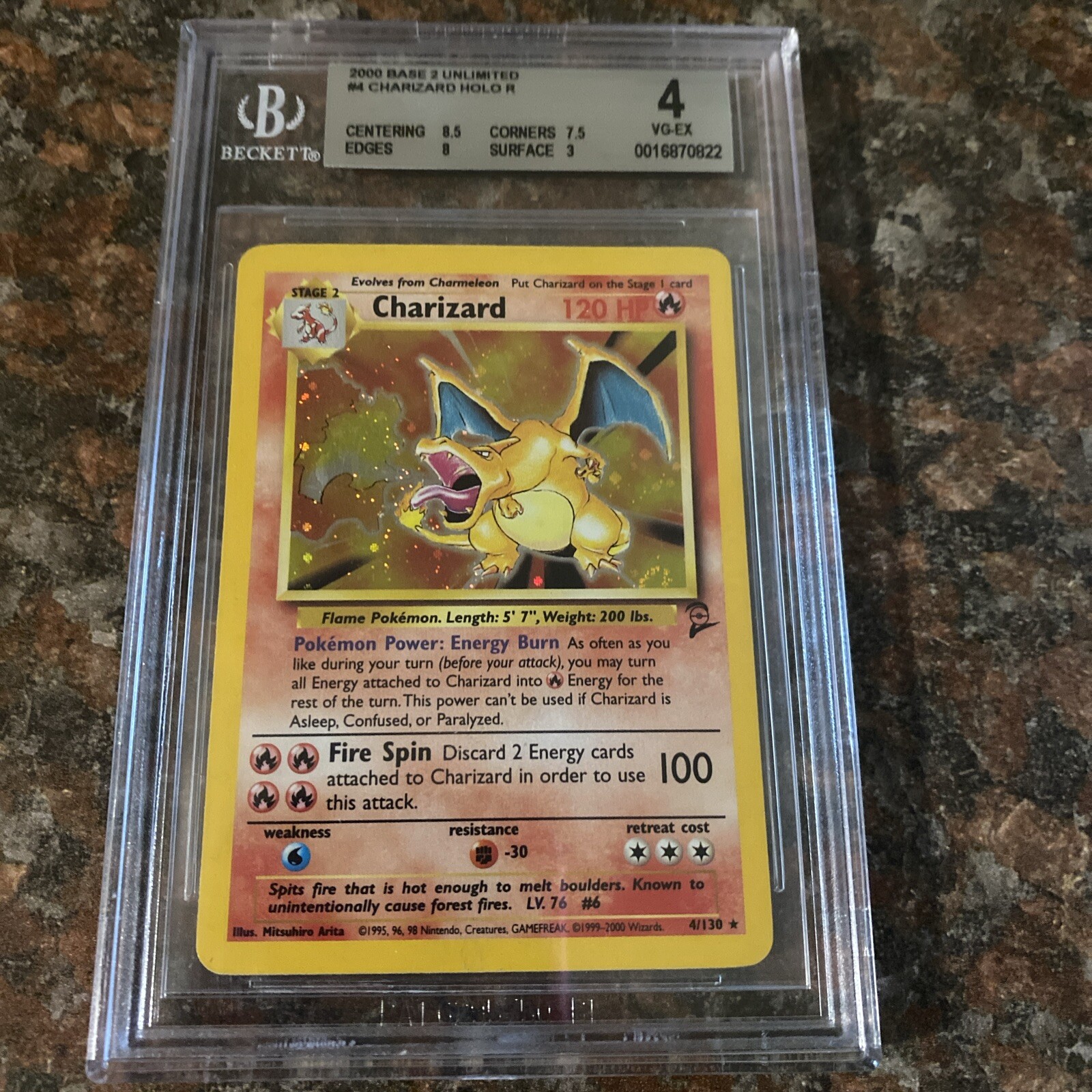 Beckett Charizard Base Set 2 4/130 Holo Unlimited Holo Rare BGS 4 🔥 | eBay